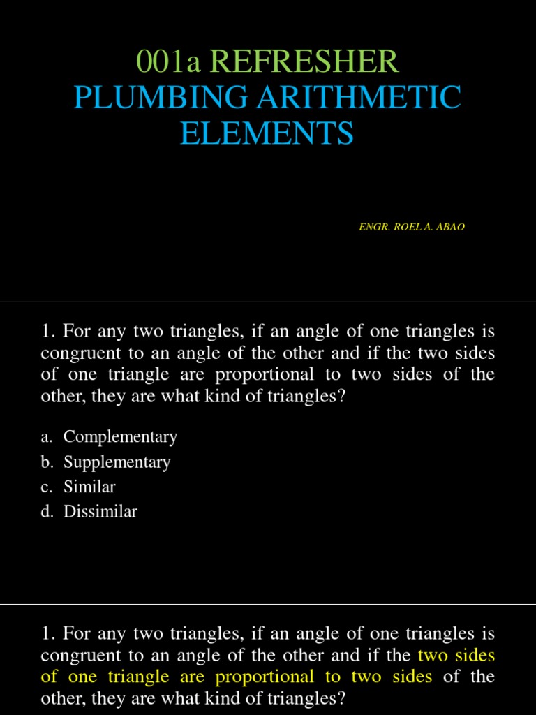 Plumbing Arithmetic Refresher Quiz | PDF | Book Value | Depreciation