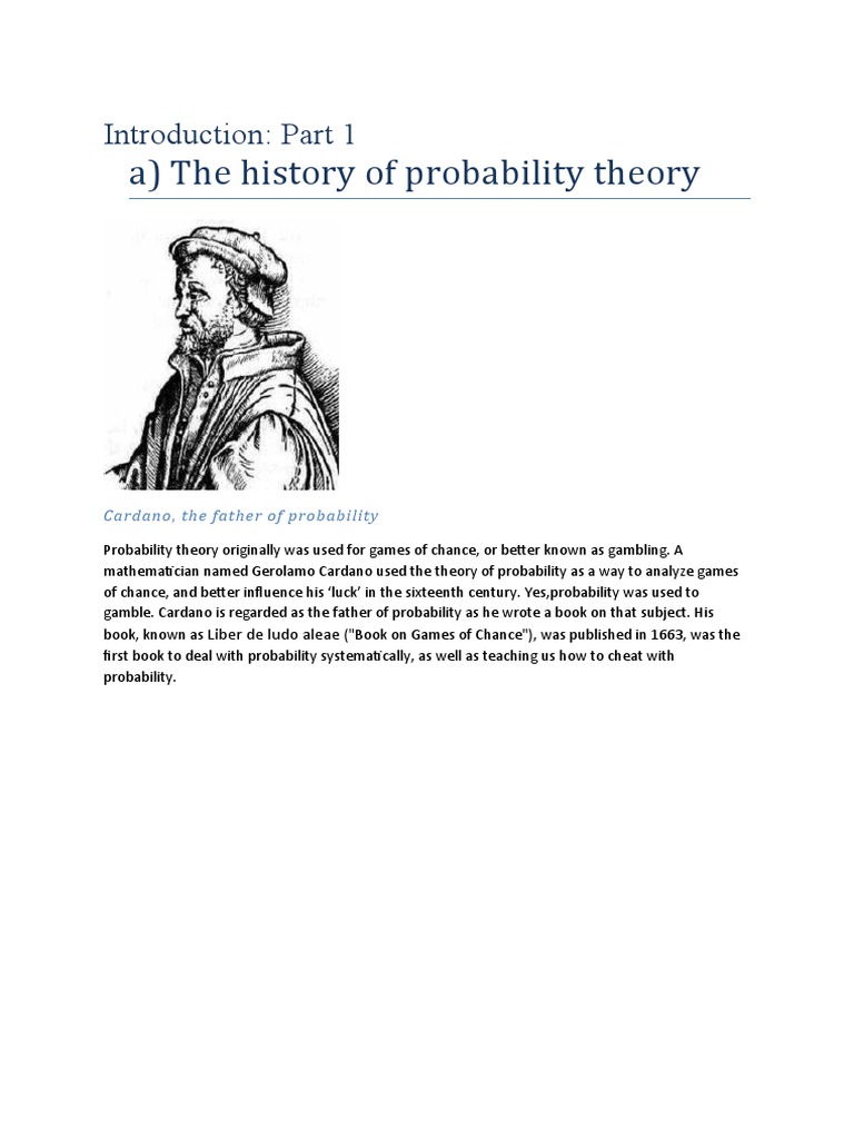 A) The History of Probability Theory: Introduction: Part 1 | PDF ...