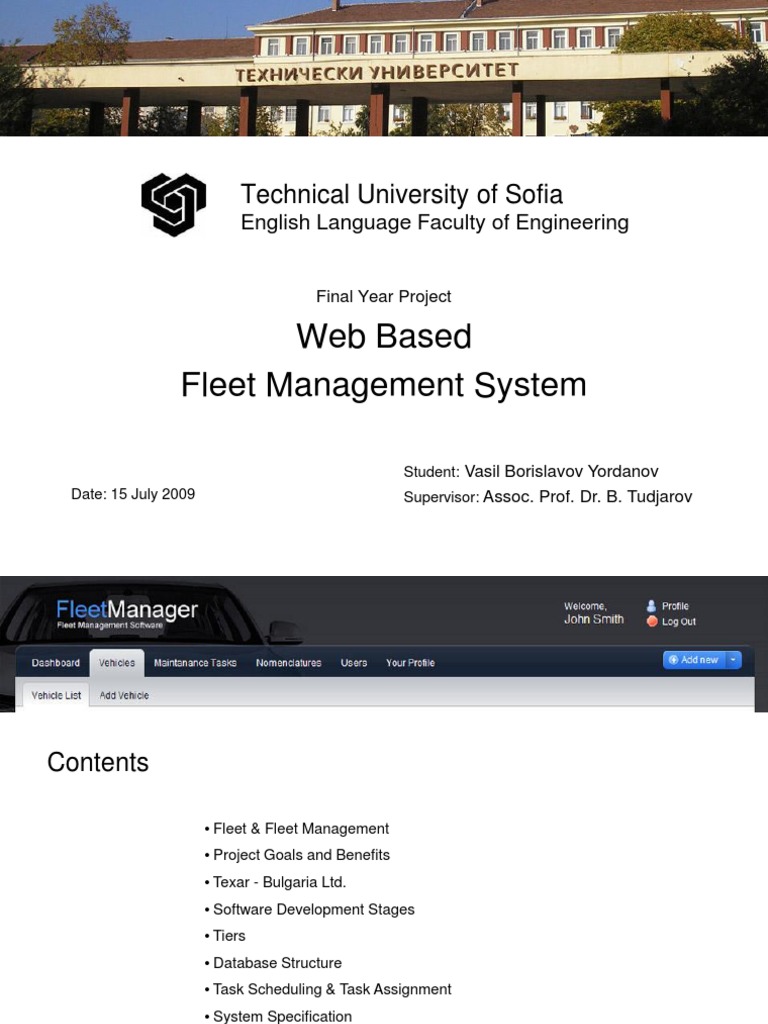 Web Based Fleet Management System: Technical University of Sofia | PDF ...