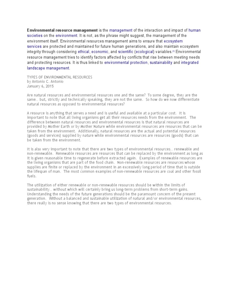 Environmental Resource Management | PDF | Environmental Resource ...