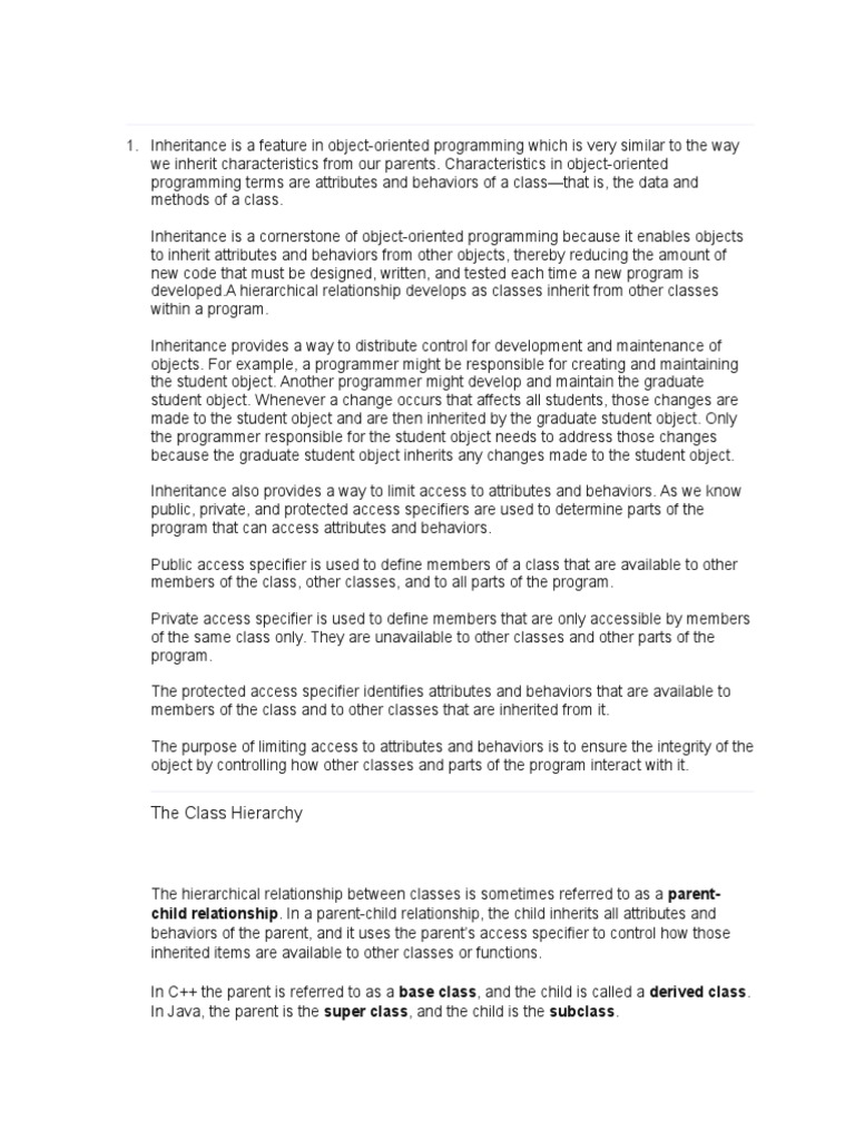 Inheritance In C Vs Java Pdf Inheritance Object Oriented Programming Class Computer