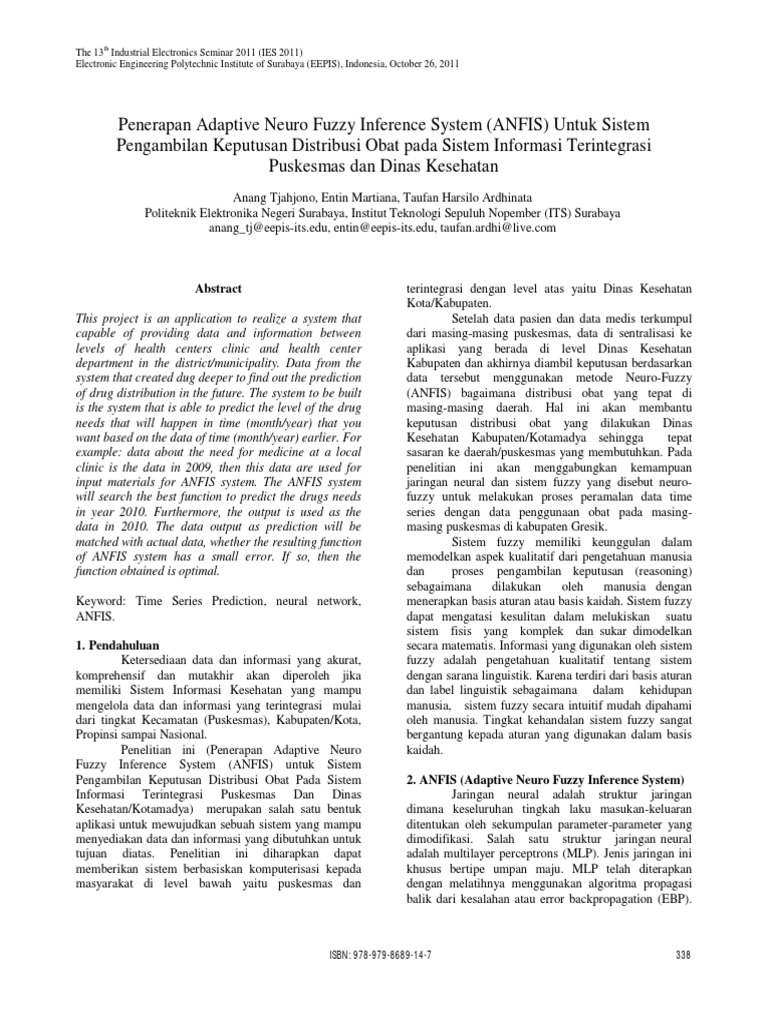 Penerapan Adaptive Neuro Fuzzy Inference PDF | PDF