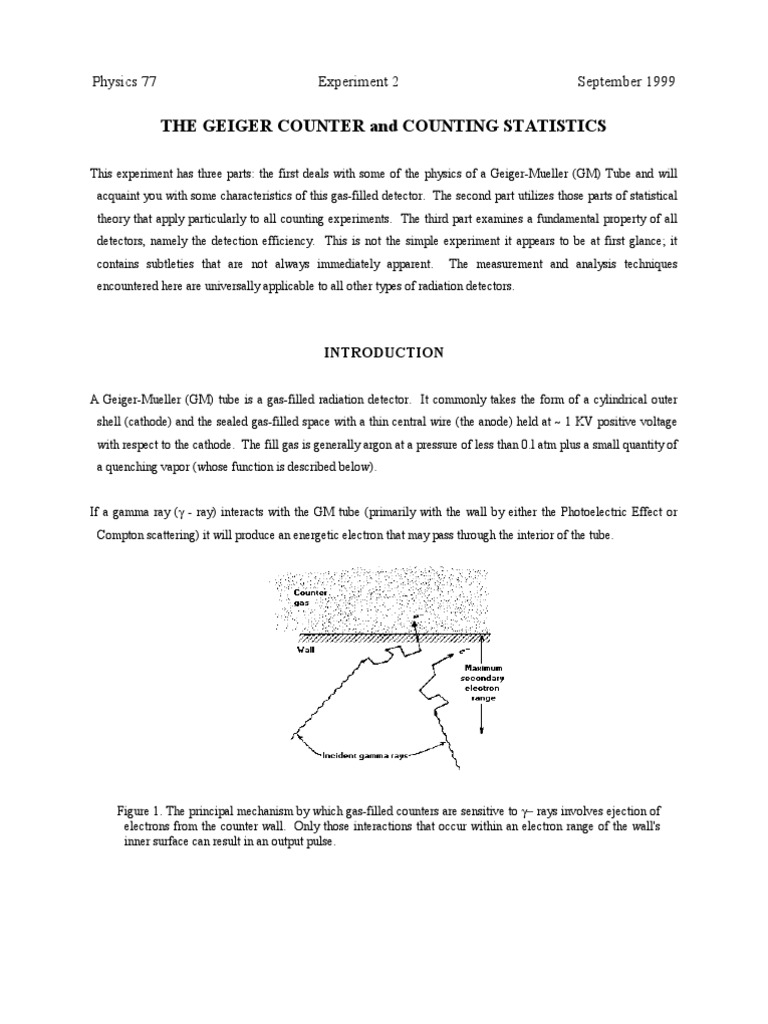 The Geiger Counter and Counting Statistics: Physics 77 Experiment 2 ...