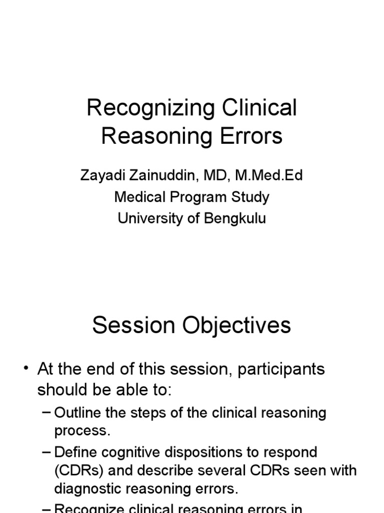 Recognizing the Cognitive Biases Behind Clinical Reasoning Errors | PDF ...