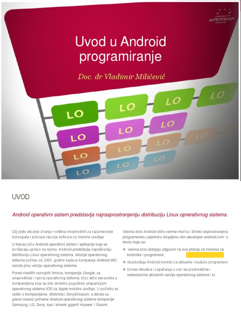 Android Programiranje - Deo Jedan PDF | PDF