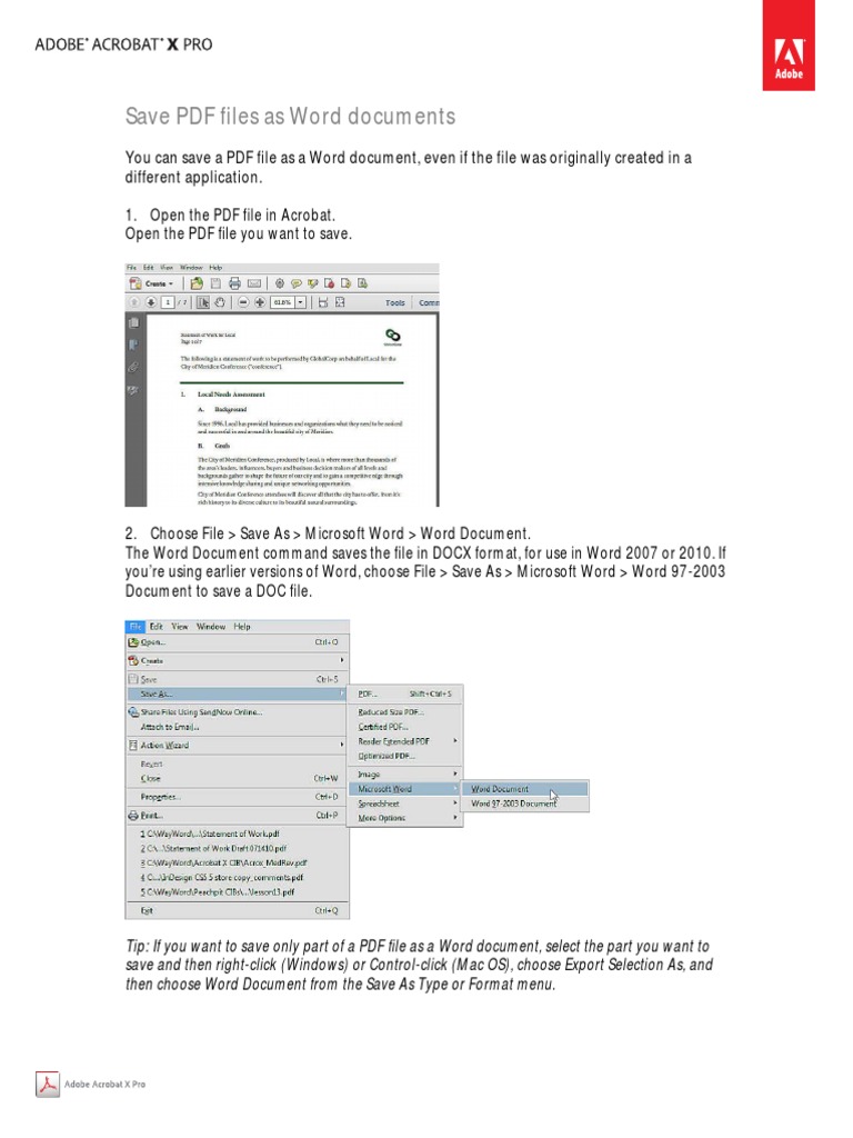 Save PDF Files As Word Documents | PDF