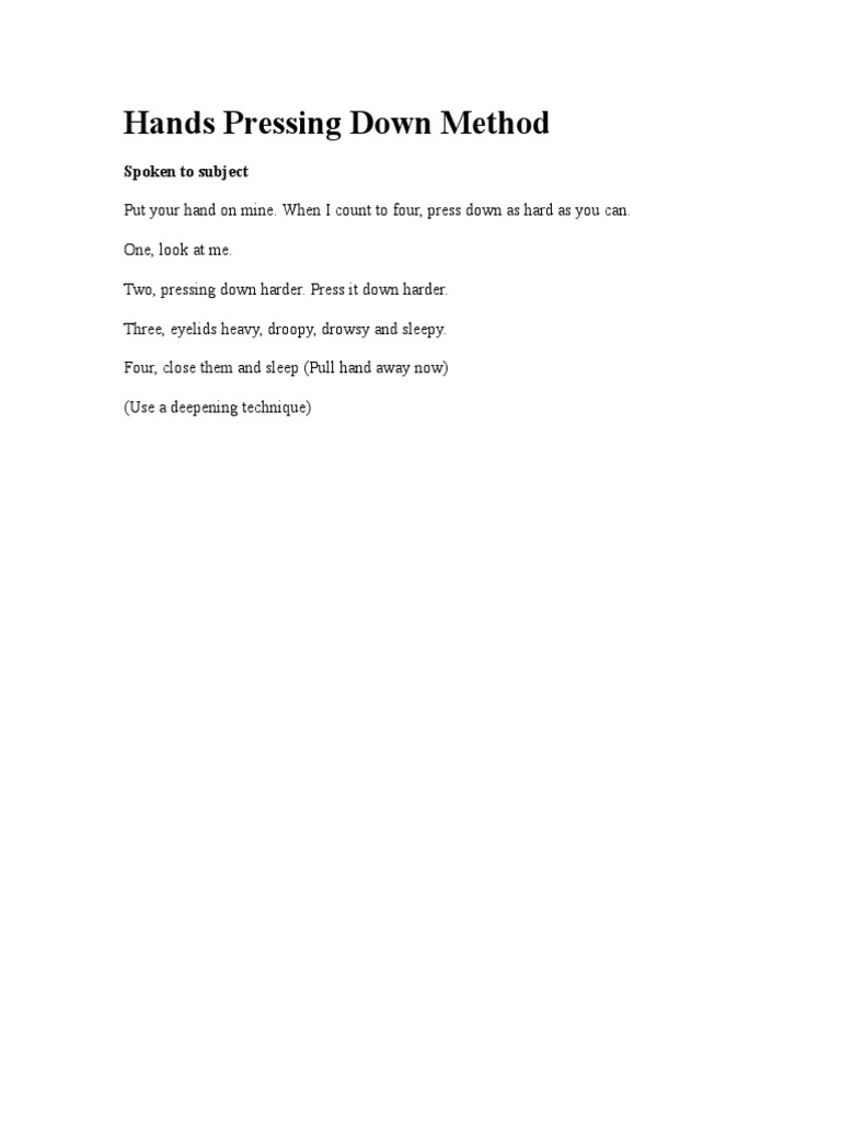 Hands Pressing Down Technique Guide | PDF