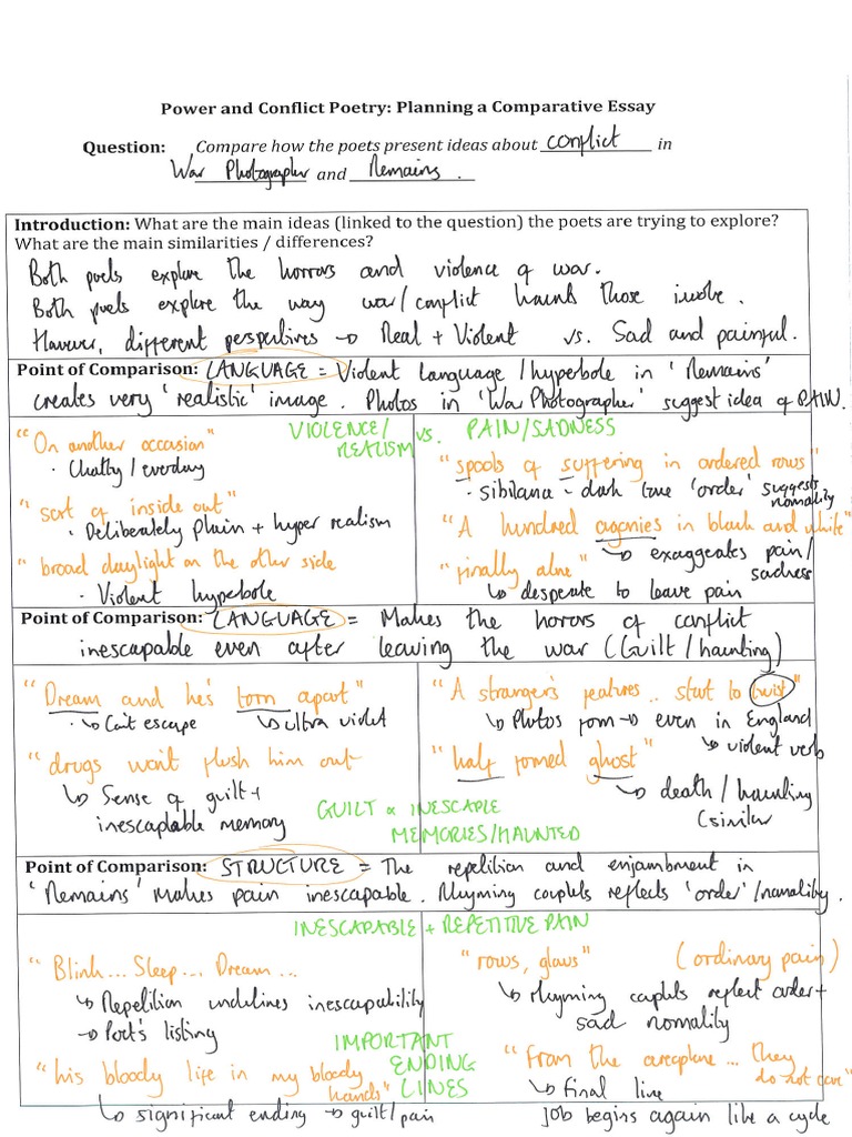 Example Poetry Comparison Plan | PDF