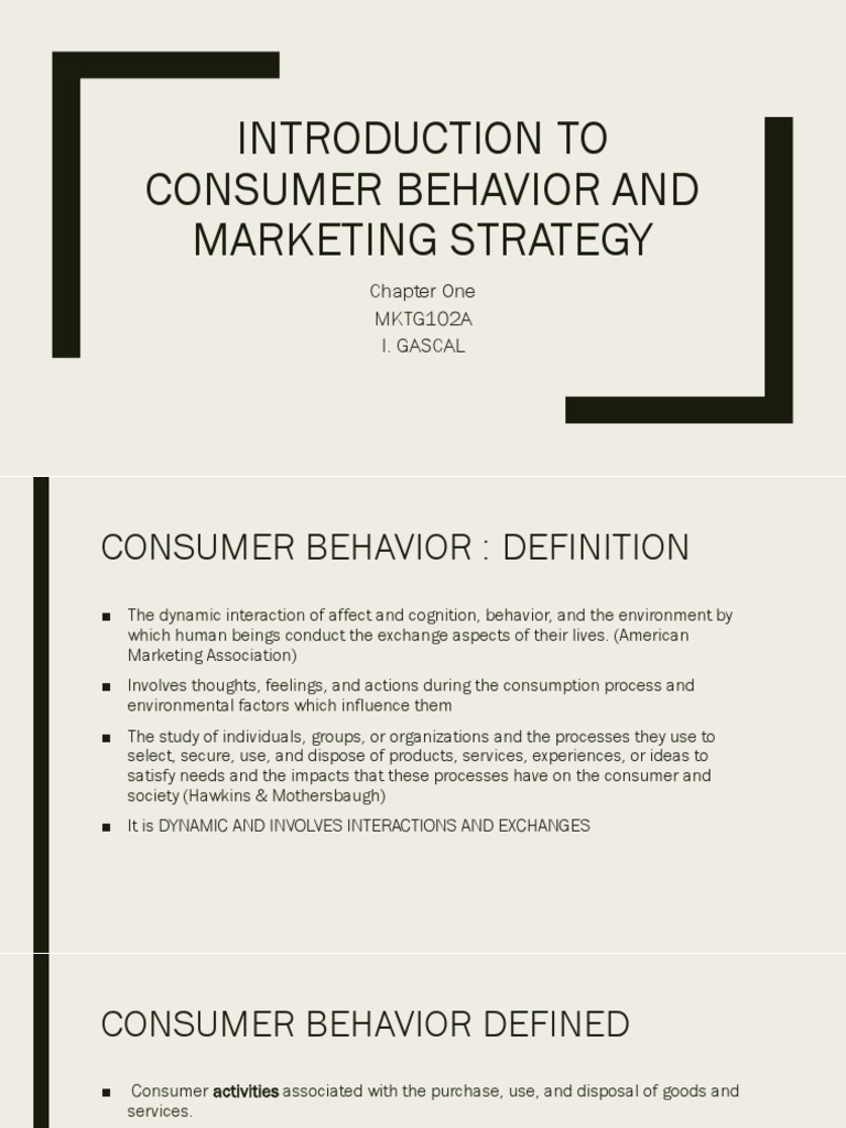C1 - Introduction To Consumer Behavior and Marketing Strategy | PDF ...