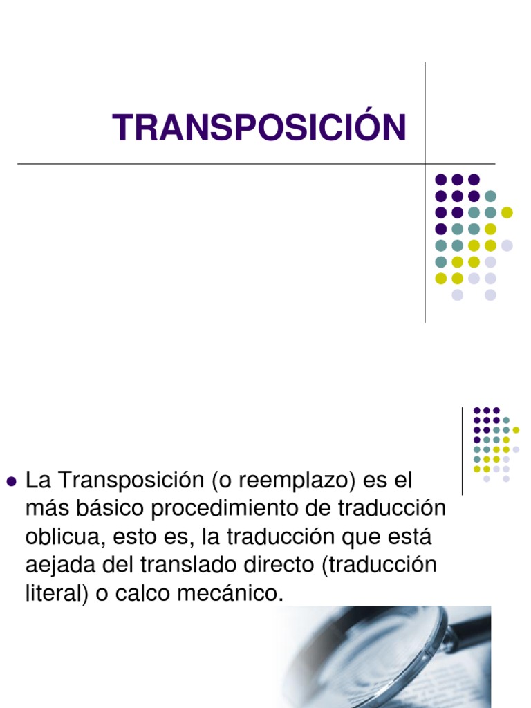 TRANSPOSICIÓN | PDF | Traducciones | Verbo