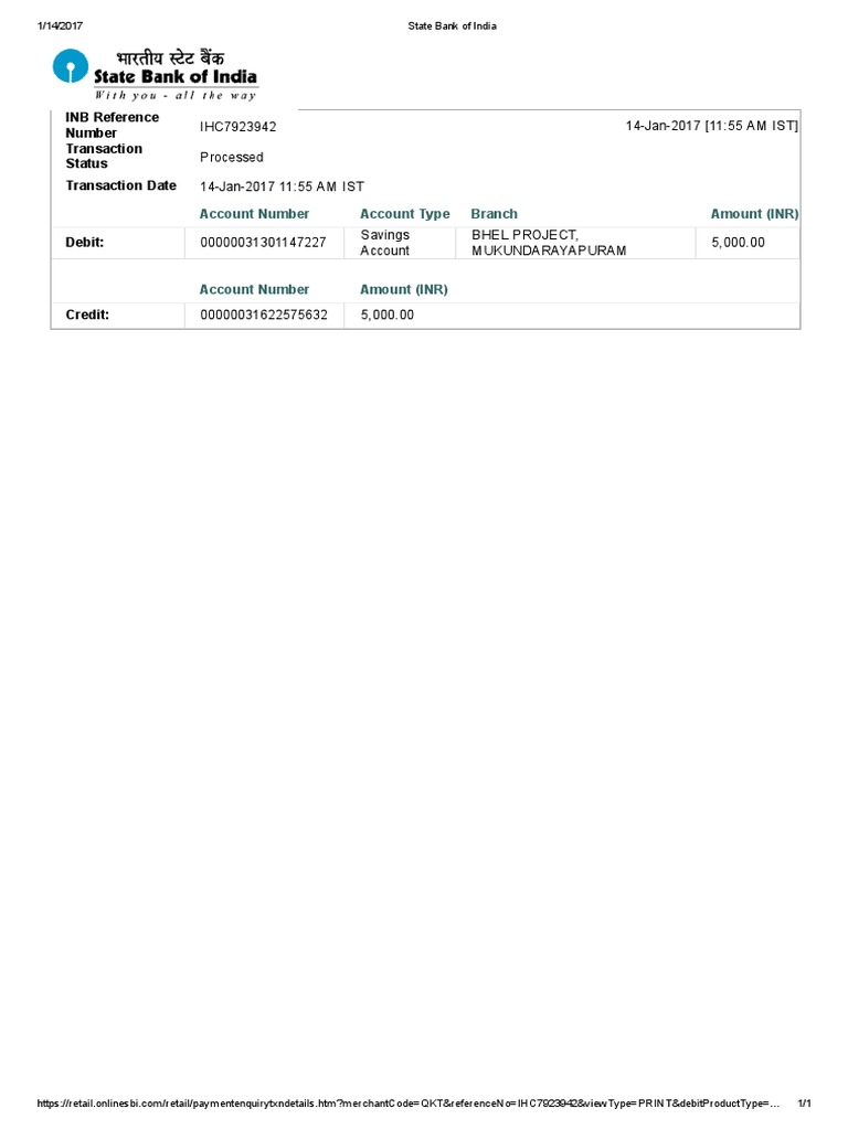 Account Number Account Type Branch Amount (INR) | PDF