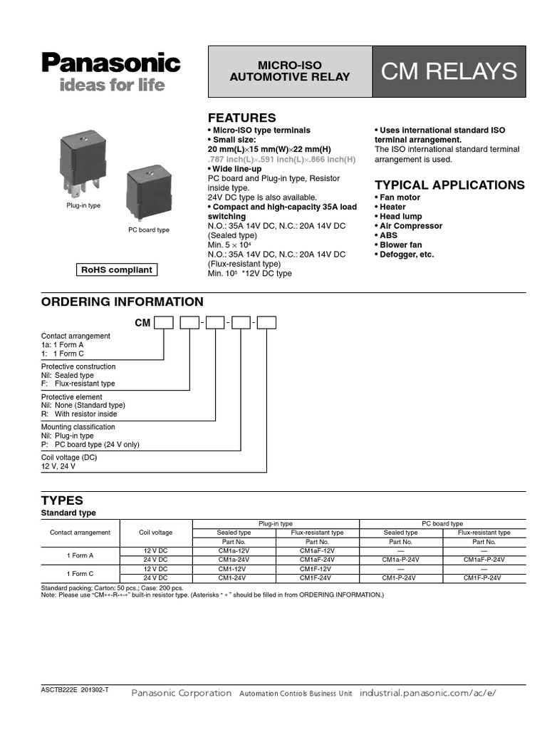 CM1-aF-R-12V Relay | PDF | Relay | Switch