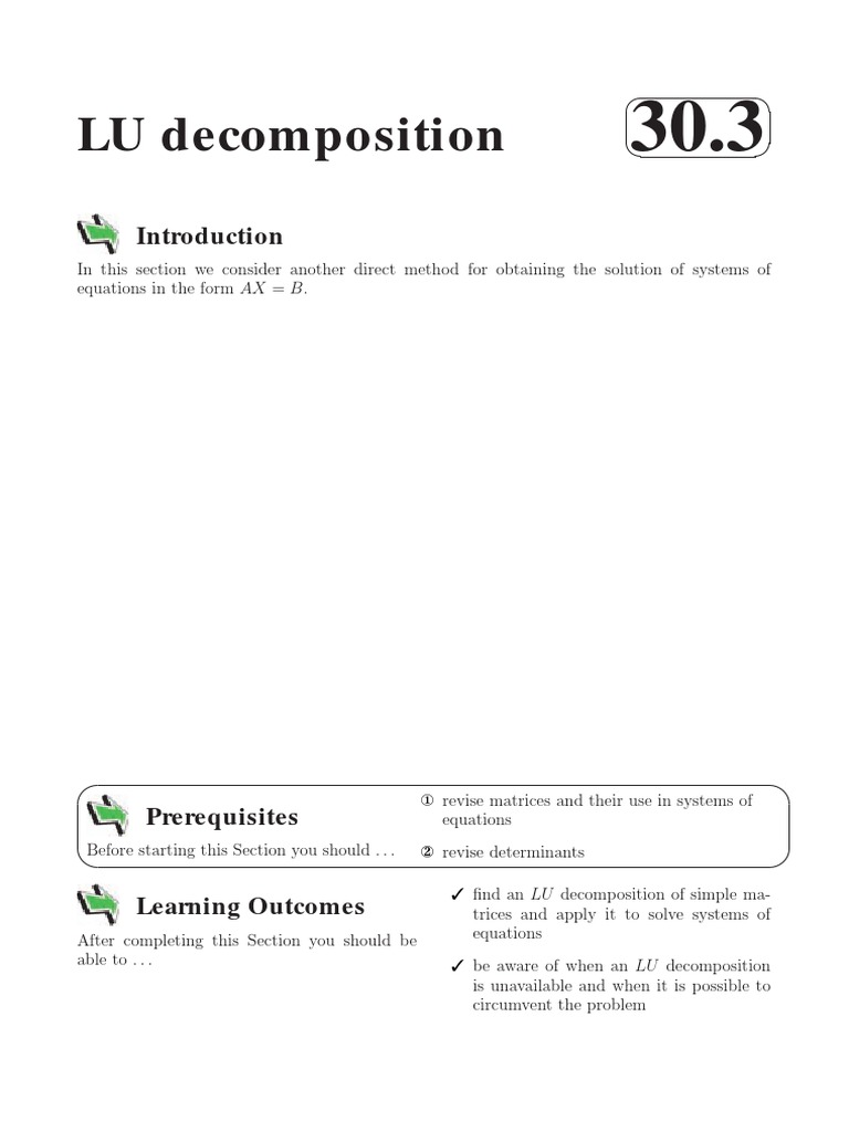 30 3 Lu Decomposition PDF | PDF | Determinant | Matrix (Mathematics)