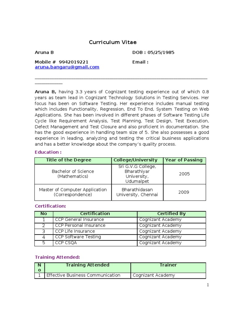 Aruna - Resume | PDF | Software Testing | Web Service
