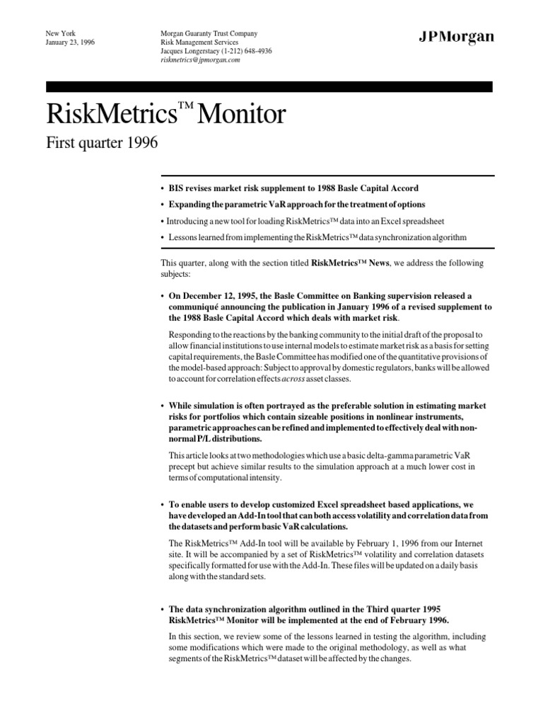 RiskMetrics (Monitor) PDF | PDF