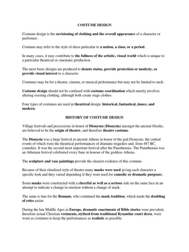 Costume Design | PDF | Costume Design | Theatre