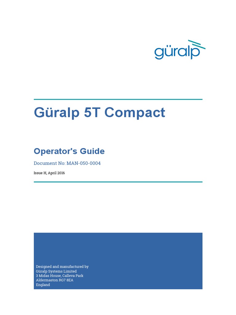 Güralp 5T Compact: Operator's Guide | PDF | Accelerometer | Screw