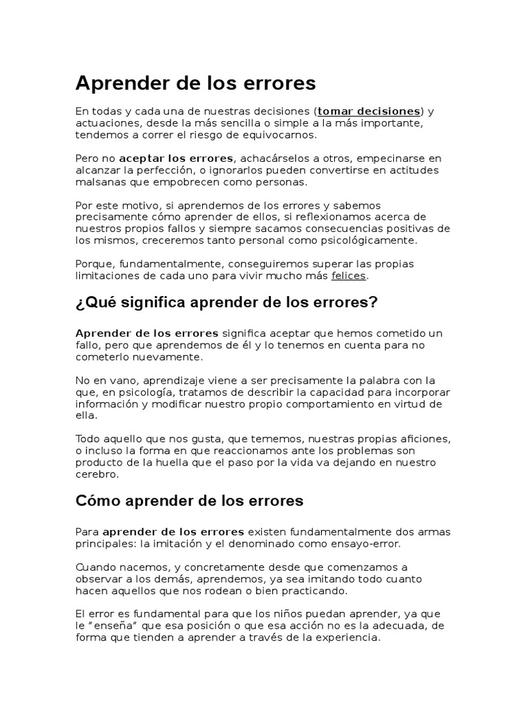 Aprender De Los Errores