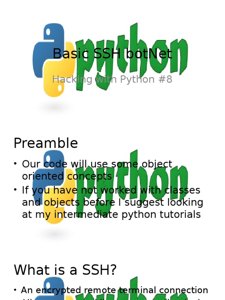 Basic SSH Botnet: Hacking With Python #8 | PDF | Secure Shell | Server (Computing)