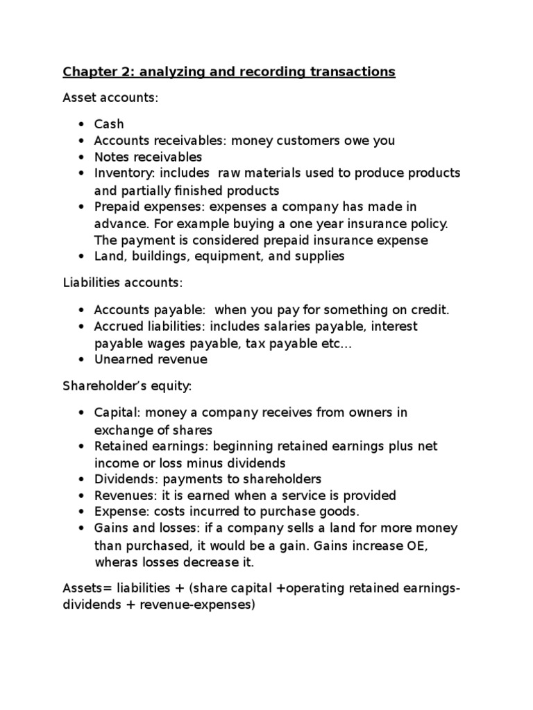 Chapter 2: Analyzing and Recording Transactions | PDF