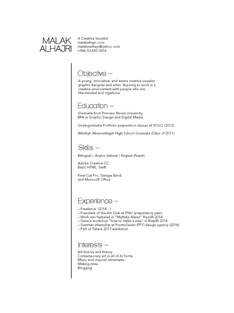 Malak Alhajri CV | PDF | Communication