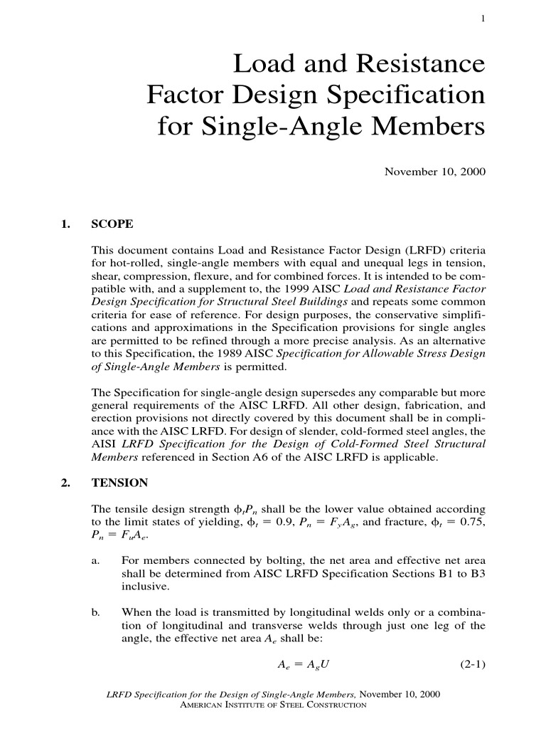 Design of Single Angles | PDF