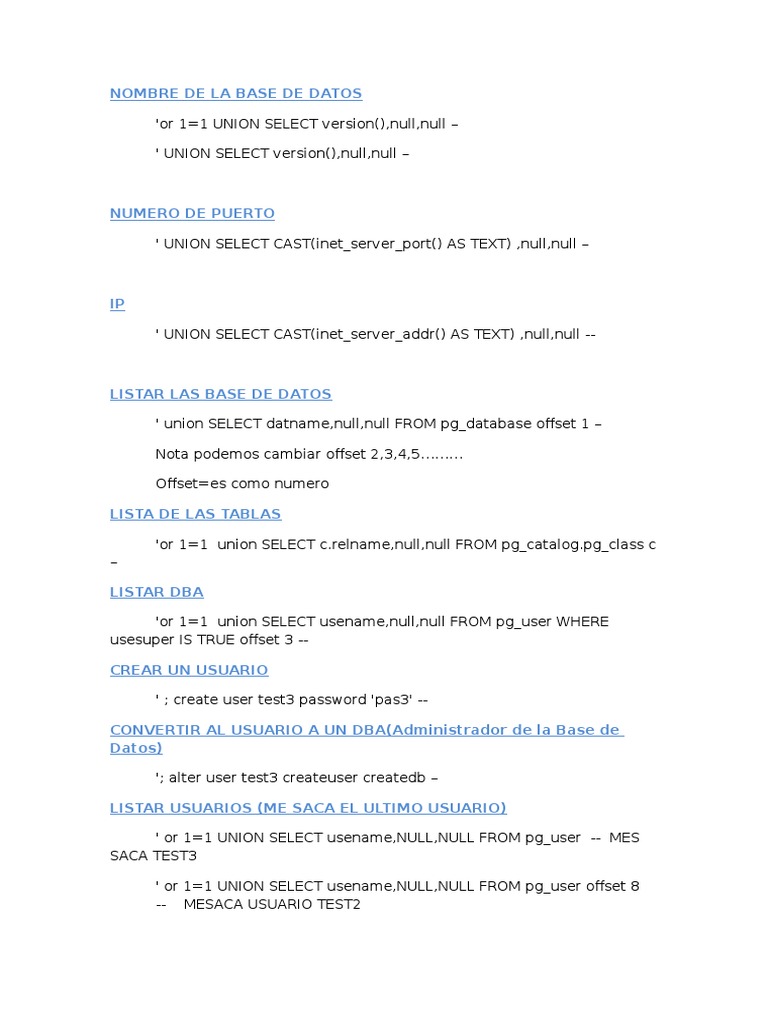 Ejercicios Resueltos de Sqlinjection | PDF