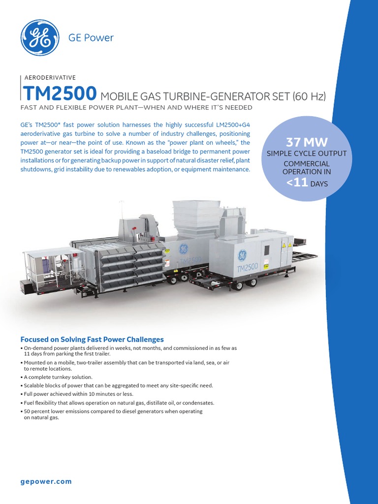 TM2500 60Hz Fact Sheet 2016 | PDF | Gas Turbine | Power Station