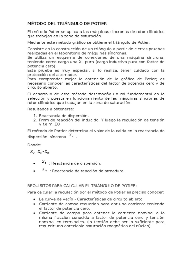 Método Del Triángulo de Potier Pauccar Mariño | PDF | Energia electrica ...