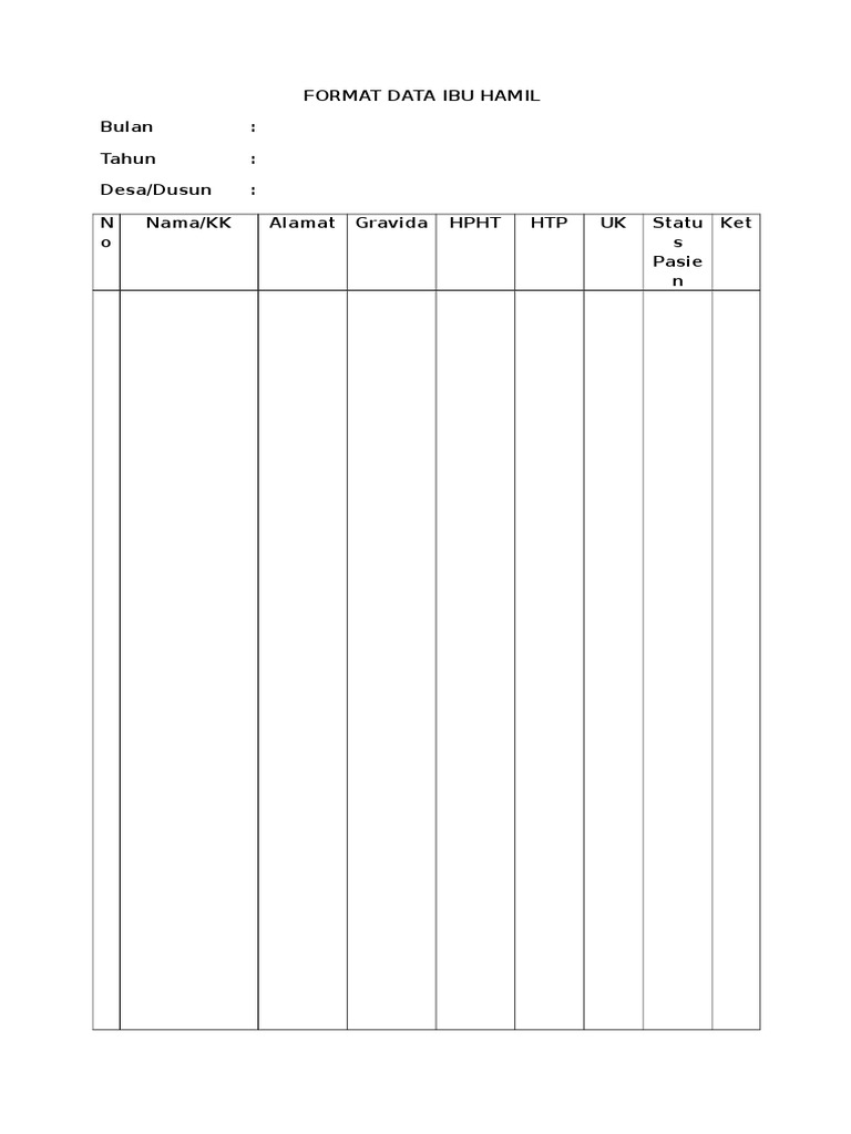 Format Data Ibu Hamil | PDF | Kesehatan Holistik