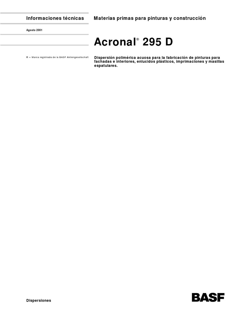 FT Acronal 295d | PDF | Pigmento | Pinturas