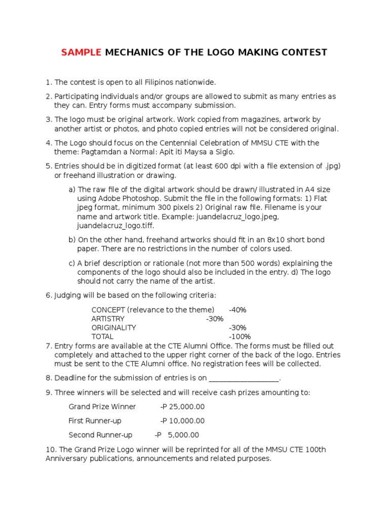Mechanics of The Logo Making Contest | PDF | Raw Image Format | Image ...