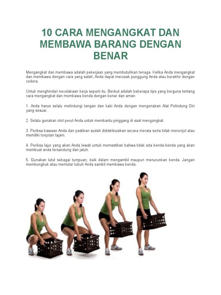 10 Cara Mengangkat Dan Membawa Barang Dengan Benar | PDF