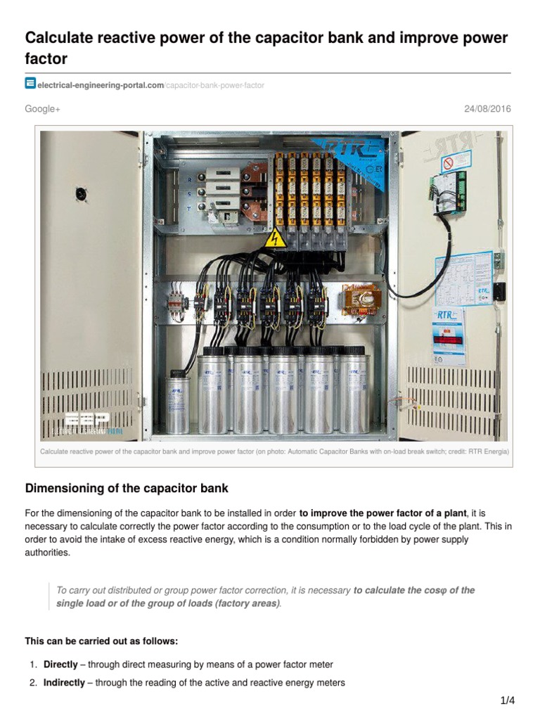 Calculate Capacitor Bank Reactive Power | PDF | Ac Power | Capacitor