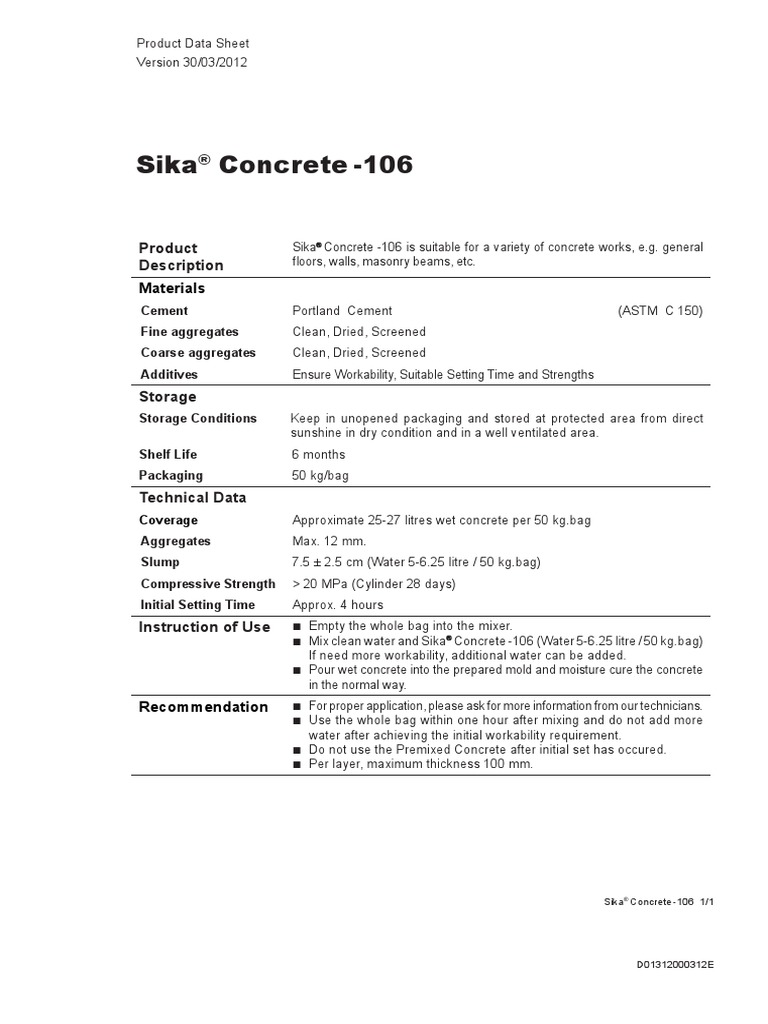 Sika PDS - E - Sika Concrete - 106 | PDF
