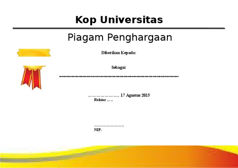 Contoh PIAGAM PENGHARGAAN | PDF