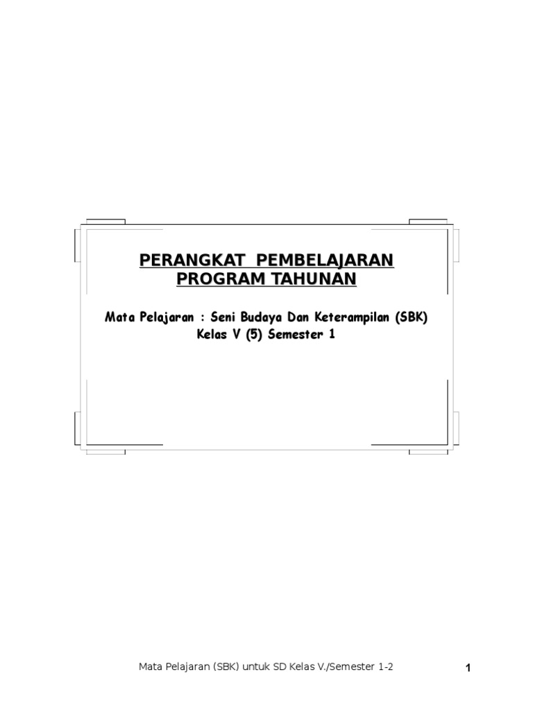 Program Semester SBK SD MI KELAS 5 SilabusRPP | PDF