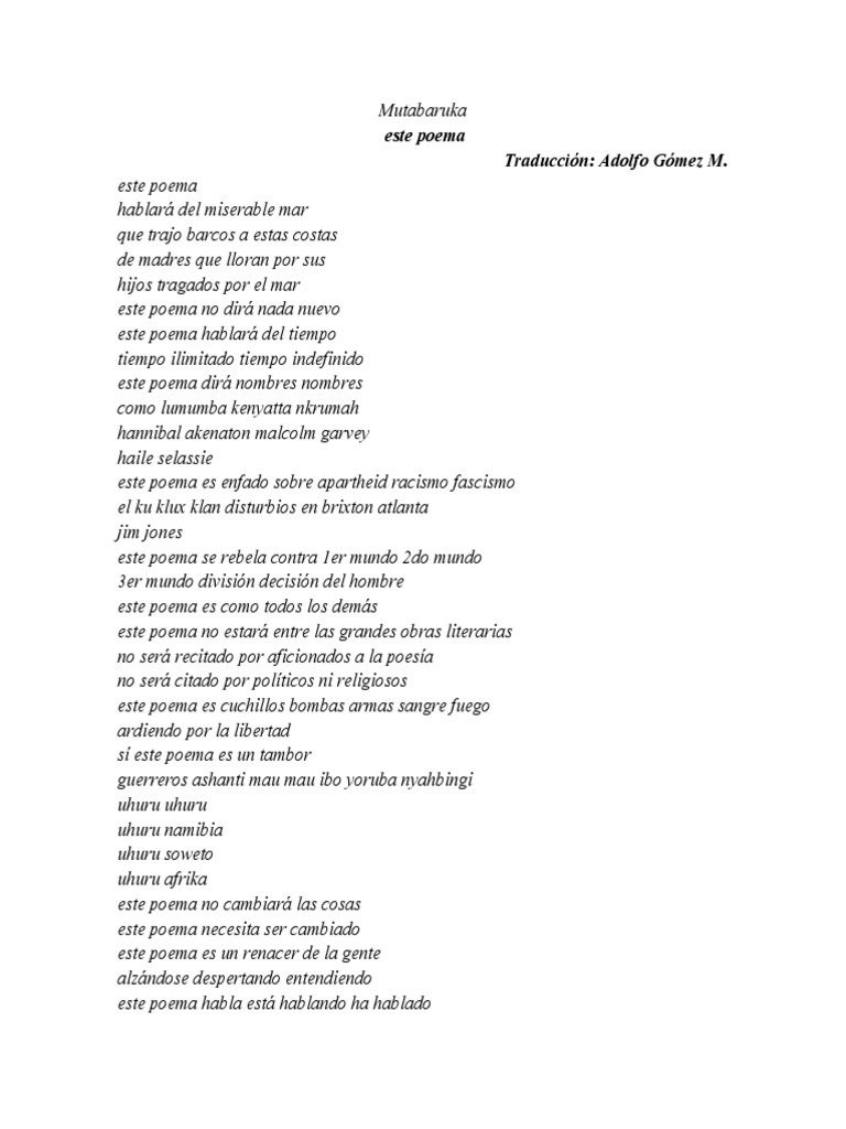 Dis Poem - Traducido A Español | PDF | Poesía