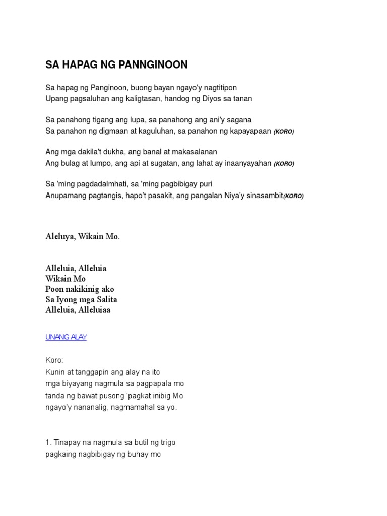 Tagalog Mass Songs | PDF