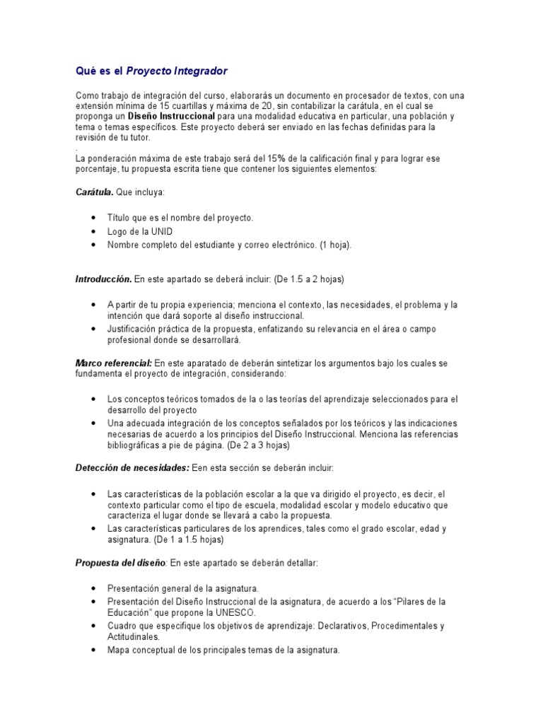 Guía para el Proyecto Integrador | PDF | Diseño | Teoría de la educación