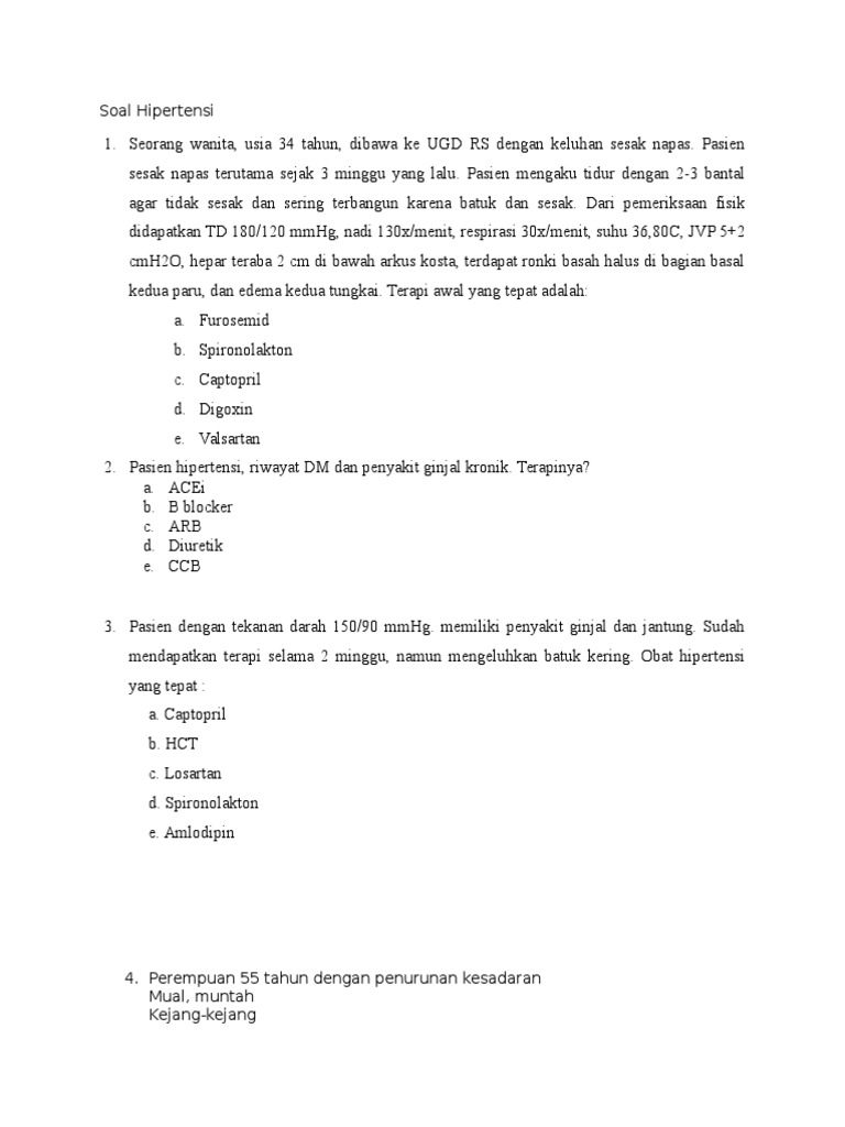 Contoh Soal Hipertensi | PDF | Kesehatan Holistik