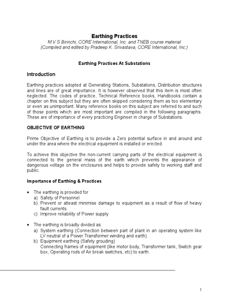 OM 6-5-A Earthing Practices | PDF | Electrical Substation | High Voltage