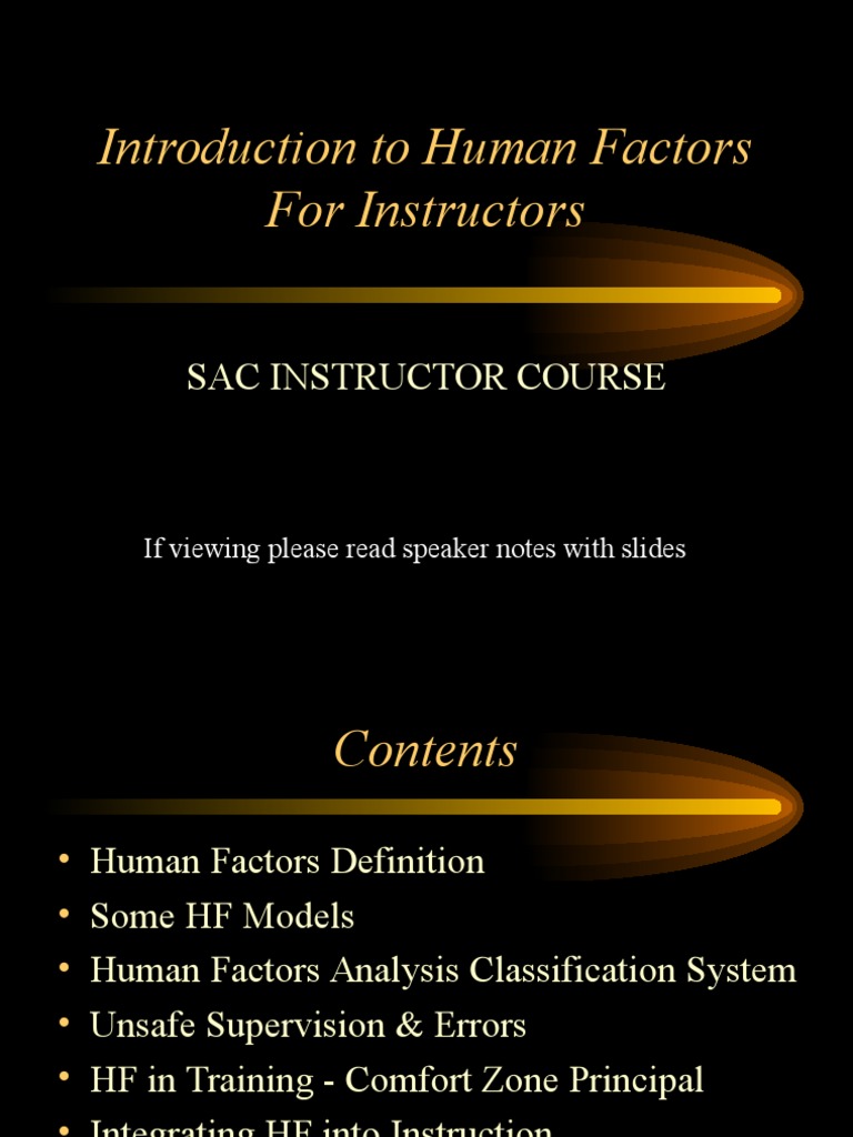 Human Factors For Instructor Course | PDF | Gliding | Human Factors And ...