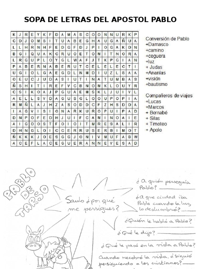 Sopa de Letras Del Apostol Pablo | PDF