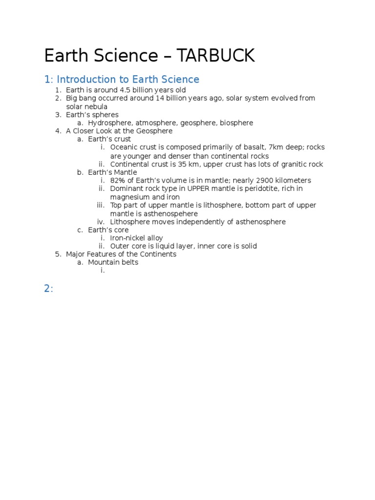 Earth Science - Outline | PDF