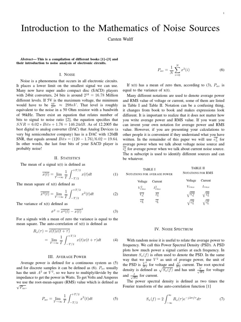 Introduction To The Mathematics of Noise Sources | PDF | Signal To ...