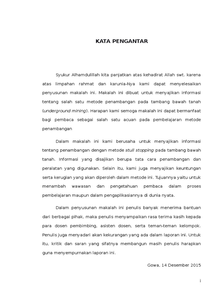 Makalah Stull Stoping | PDF | Perjalanan | Sains & Matematika