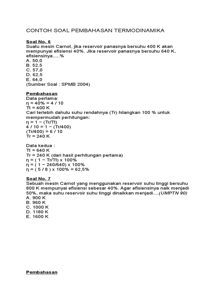 Pembahasan Soal Termodinamika | PDF | Metode & Bahan Ajar | Teknologi ...