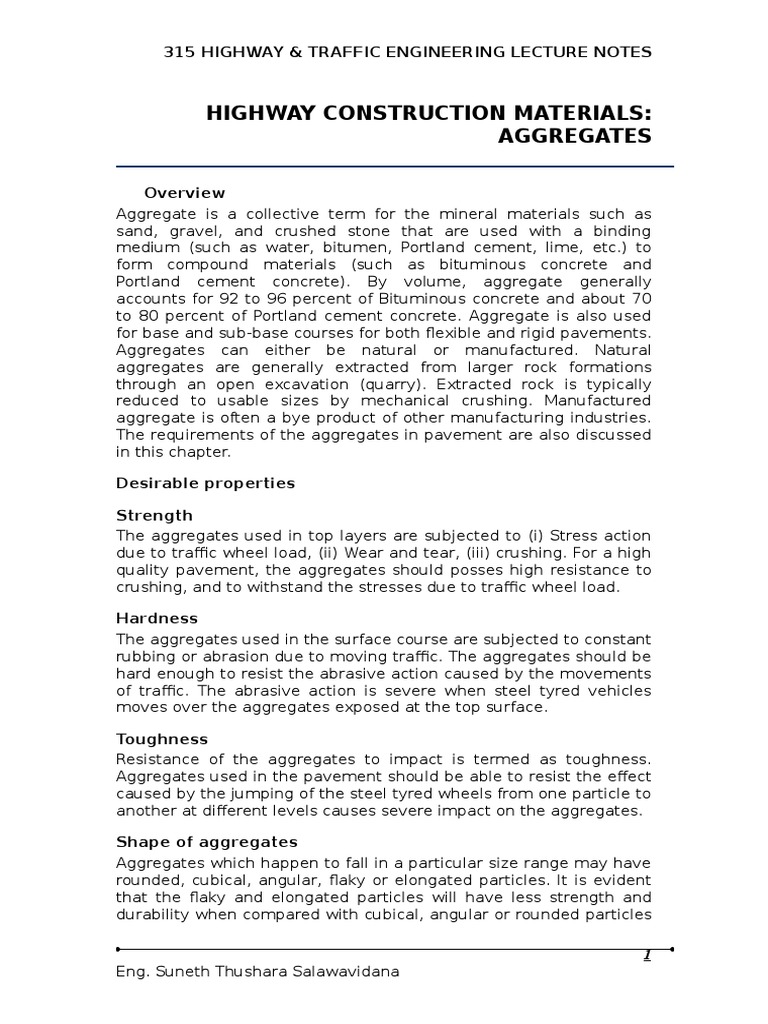 Highway Construction Materials Overview | PDF | Construction Aggregate ...