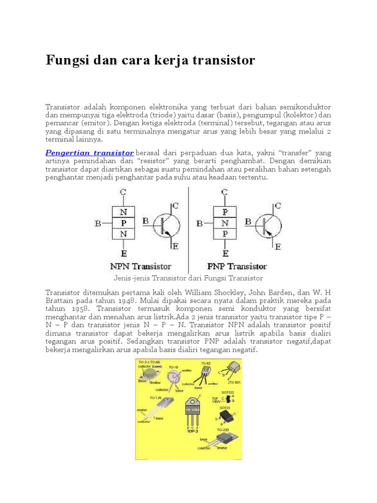 Fungsi dan Jenis-Jenis Transistor | PDF | Metode & Bahan Ajar | Seni